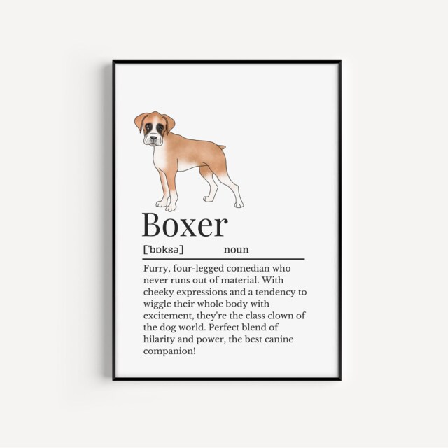 Boxer Dog Definition Print, Wall Print For Owner, Owner Gift, Gift Mum ...