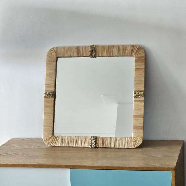 Moroccan Raffia Mirror in Square Shape by Etsy | ufurnish.com