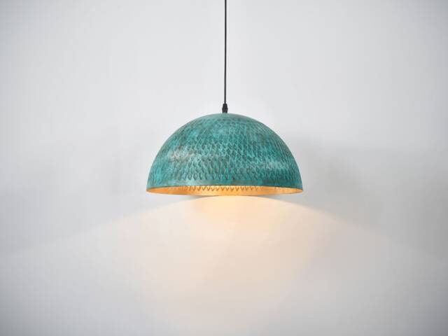 Green Patina Dome Island Lighting Fixture, Industrial Copper Kitchen ...
