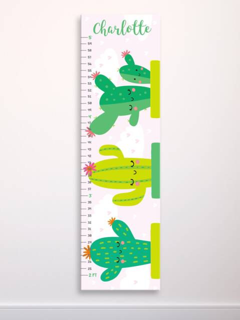 Cactus Growth Chart, Ruler, Cacti Wall Art, Girl's Decor, Height ...