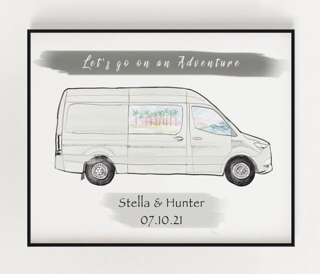 Custom Mercedes Sprinter Van Print Personalized Gift Art Wall Decor ...