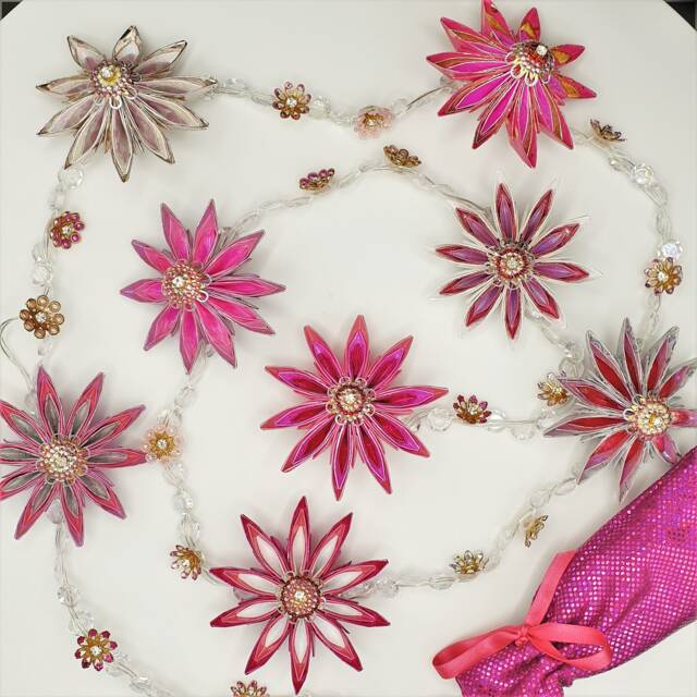 Pink Origami Starflower String Lights, Led Paper Flower Fairy Light ...