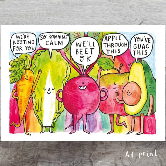 Voracious Vegetables - Food Wall Art Watercolour Avocado Inspirational ...