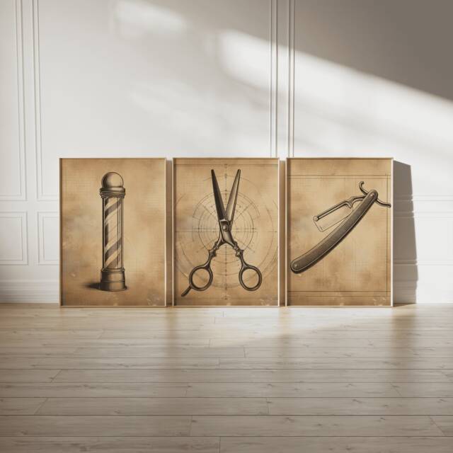 Vintage Barber Shop Print Set - 3 Barbers Posters - Haircut Wall Art ...