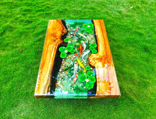 Koi Fish Resin Coffee Table - Handmade Dining Unique by Etsy | uFurnish.com