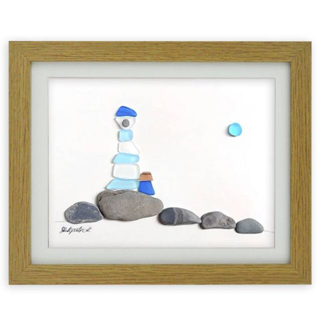 Pebble Art & Sea Glass Picture - Framed, Unique, Handmade Original Art ...