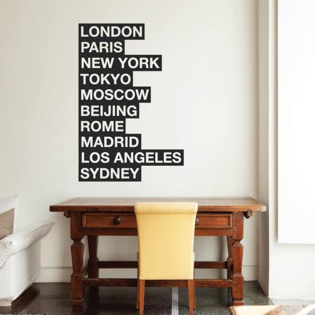10 Cities Of The World Wall Sticker - London Stickers New York Decals ...