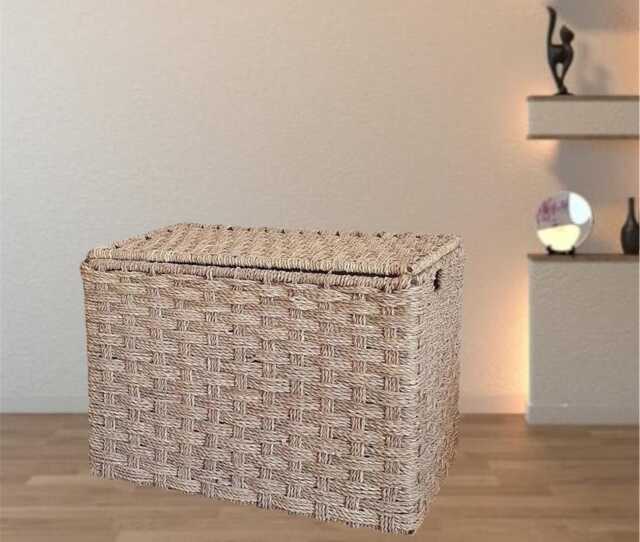 Woven Wicker Toy Box, Rattan Palm Storage Trunk & Basket, Wicker ...