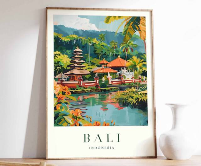 Bali Travel Poster Tropical Indonesian Temple Art by Etsy | ufurnish.com