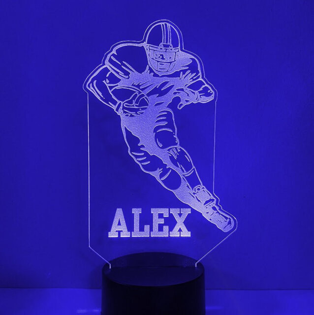 Football Player Night Light, Personalized 16 Colors, Remote Control by ...