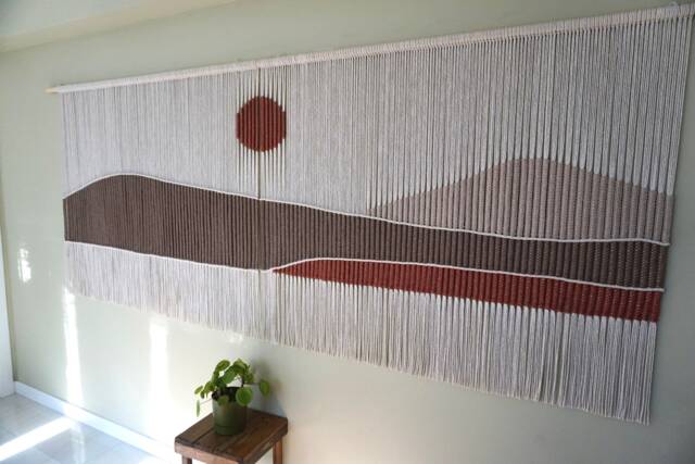 Oversize Woven Wall Hanging, Xl Landscape Macrame Fiber Art, Boho Decor ...