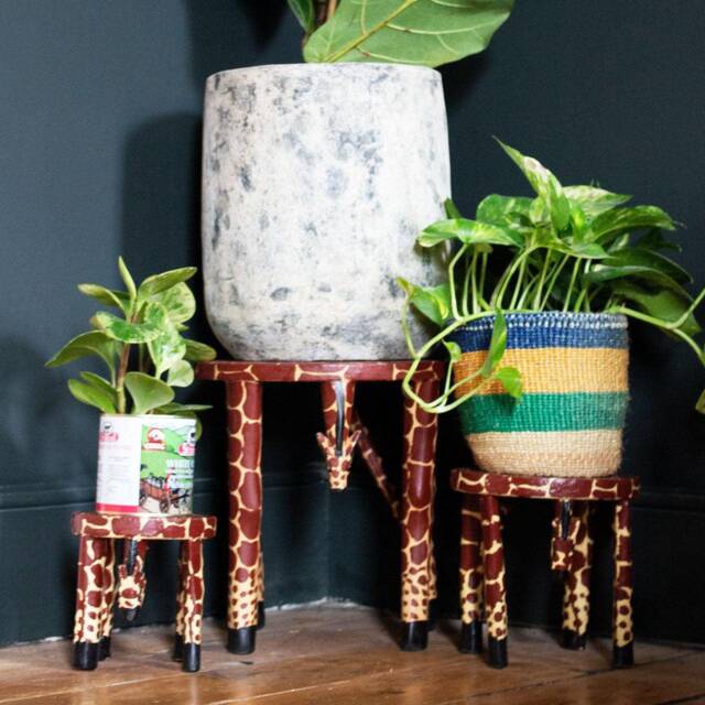 Wooden Hand Carved Giraffe Stool/Pot Stand by Etsy | ufurnish.com