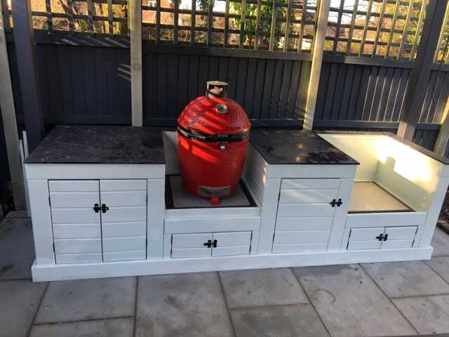 Kamado/ Egg Table With Storage Cupboards, Wood Or Compact Laminate ...