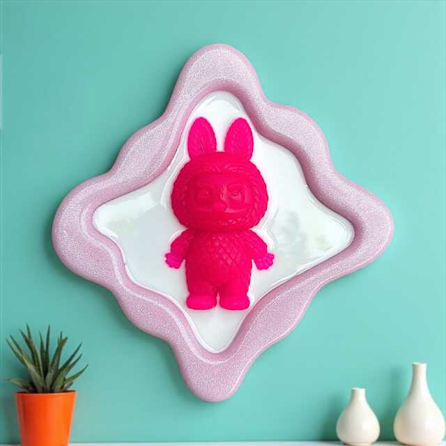 Labubu Doll 3D Resin Wall Art - Shimmer Monster Sculpture, Pop Kawaii ...