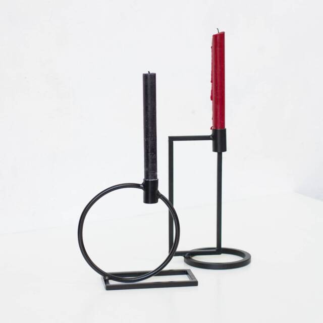 Black Metal Candlestick, Candle Chandelier, Holders Set, - Set, 2 ...