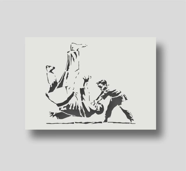 Banksy Judo Stencil - Wall Art Home Decor. Various Size Options ...