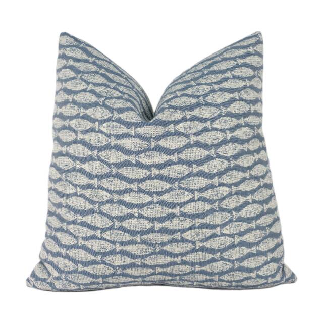 Scion - Samaki Indigo Playful Textured Fish Cushion Cover Handmade ...