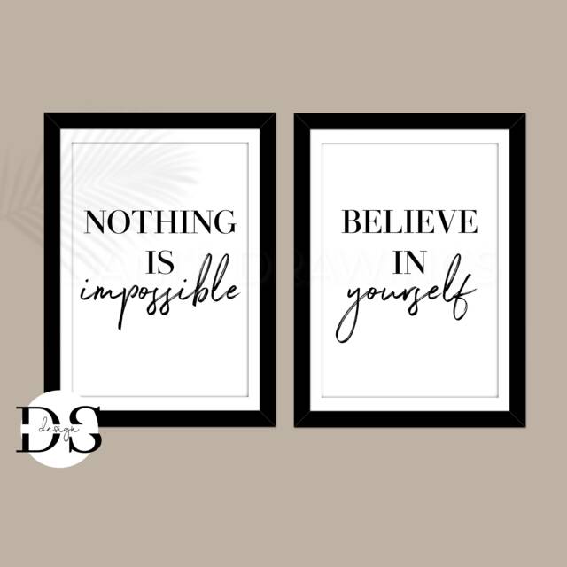 Nothing Is Impossible Print Duo, Home Decor, Wall Art, Empowerment ...