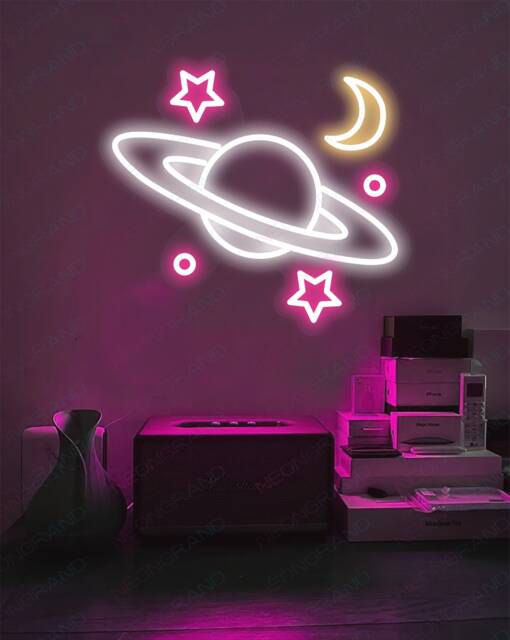 Celestial Neon Sign Sun & Moon Sign, Planet Galaxy Custom Led Space ...