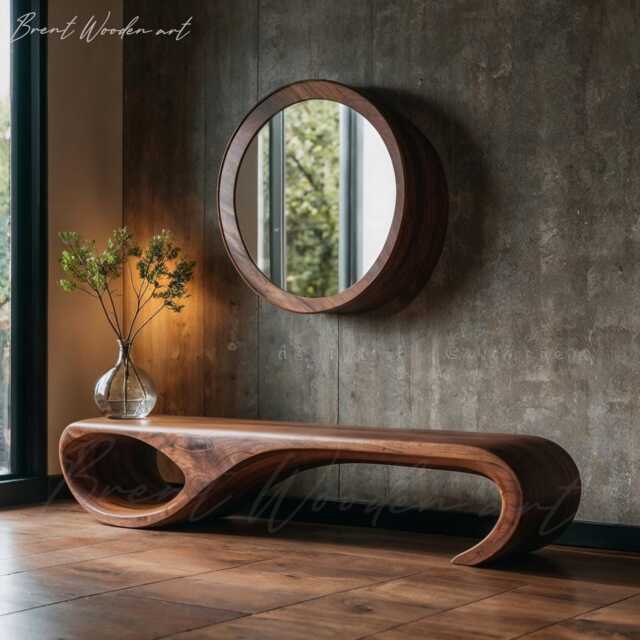 Real Walnut Exotic Bench - Exclusive Bench, Artistic Wooden Home Decor ...