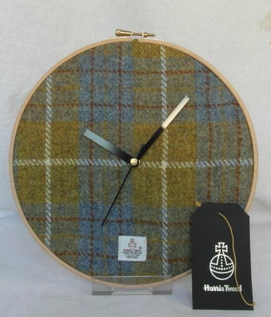 Harris Tweed Round Wall Clock 9In/23cm Authentic Faced - Metal Hands ...