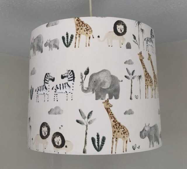 Lampshade - Nursery Ceiling Or Table Lampshade, Safari Zebra, Elephant ...