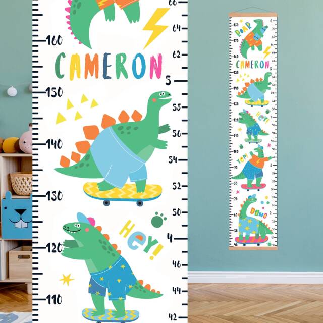 Skate Dino Growth Chart Kids Dinosaur Room Decor by Etsy | ufurnish.com