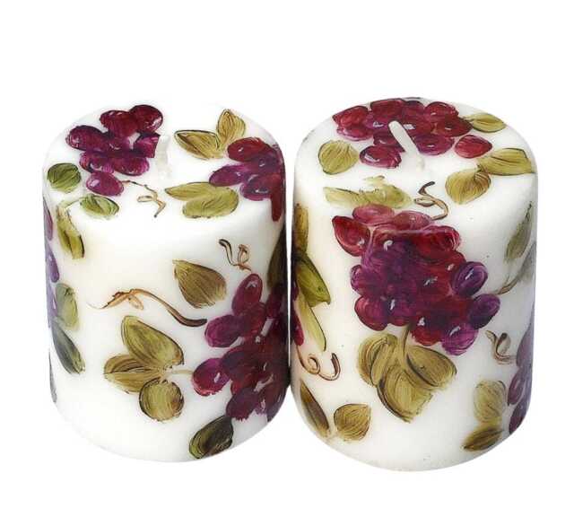 Hand Painted Grape Short Pillar Candles Mediterranean Dining Room ...