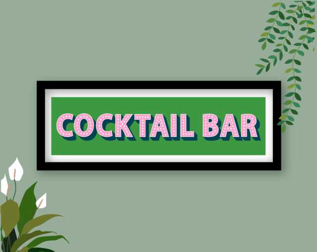 Framed Cocktail Bar Print, Sign, Wall Art Sign Bar, Cart Art, Decor ...