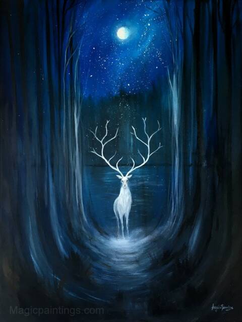 The Messenger, Stag, Woodlands, Magical Forest - Canvas Print, Magic ...