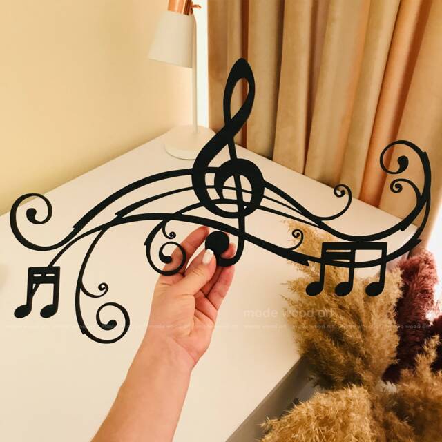 Music Notes Wall Art, Wood Symbol, Sheet Music, Aesthetic Room Decor ...