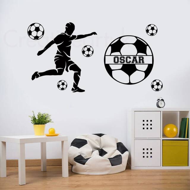 Personalised Football Player Wall Sticker Boys/Girls Bedroom Sticker ...