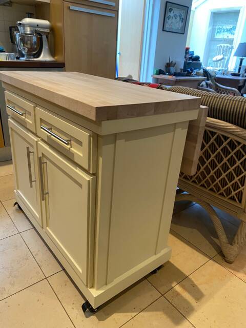 Oak Top Kitchen Island With Drop Leaf Breakfast Bar, Choice Of Paint ...