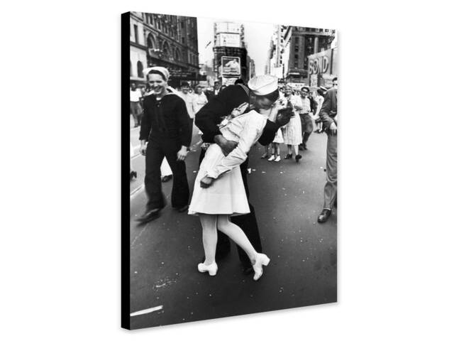 Sailor Kissing Nurse - Times Square Wrapped Framed Canvas Rolled Photo ...