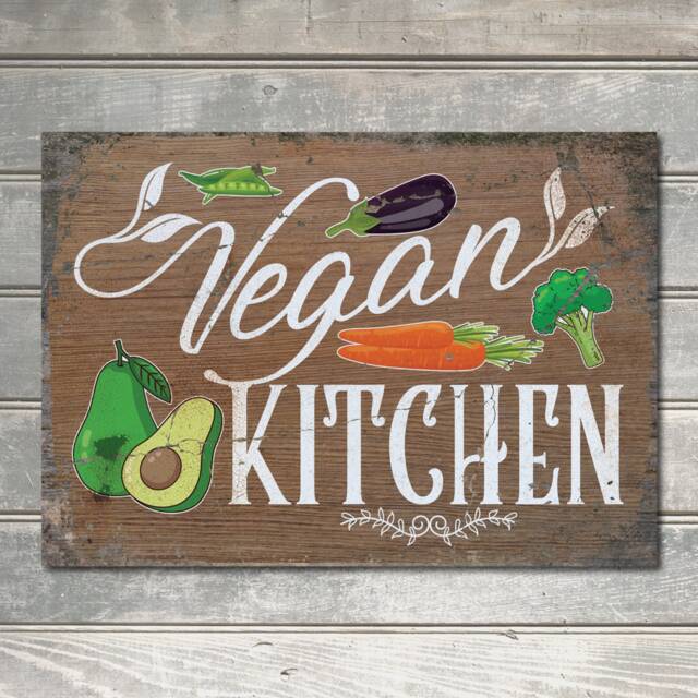 Vegan Kitchen Sign Awesome Indoor/Outdoor Room Wall Art Gift Decor ...