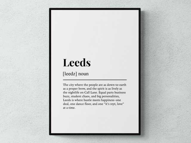 Leeds Funny Definition Yorkshire Gift Wall Art Print by Etsy | ufurnish.com