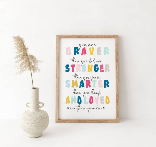 You Are Braver Than Believe, Art For Kids, Rustic Nursery Art, Literary ...