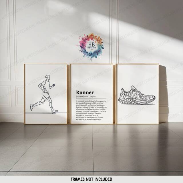 Minimalist Runner Print Set - 3 Posters - Line Drawing Wall Art ...