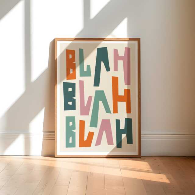 Blah Art Print/Typography Wall Funny Poster Gallery Quote by Etsy ...