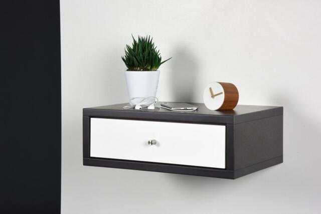 Floating Nightstand With Drawer in Gray Valcromat & White Corian by ...