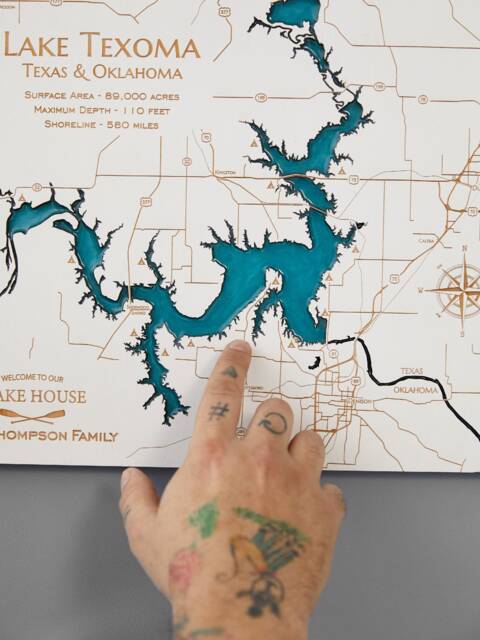 Lake House Gifts For Him, Any Lake/River Map With Pins, Wood Epoxy ...