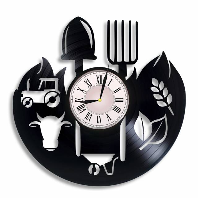 Rustic Farmer Wall Clock - Celebrate Farm Life With Shovel, Rake, Cow ...