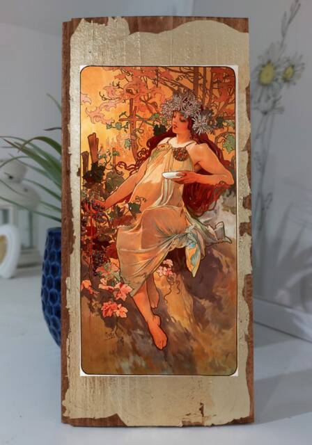Autumn - Fall By Alfons Mucha - Wooden Wall Art, Prints & Posters Of ...