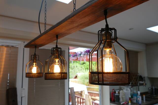 Reclaimed Wood Slab Light Rustic Metal Cage Ceiling Lamp by Etsy ...