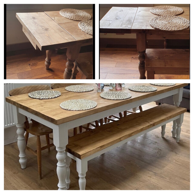 Extending Farmhouse Dining Table - Handmade Rustic Custom Sizes by Etsy ...