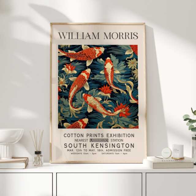 William Morris Print, Art, Exhibition Poster, Coy Carp Morris, Carp ...