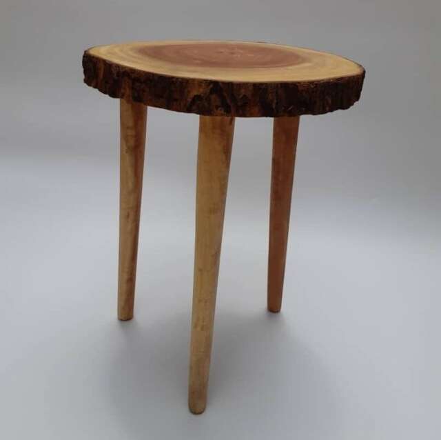Rustic Side Table, Tree Bark End Boho Side Wooden End Slice Table by ...