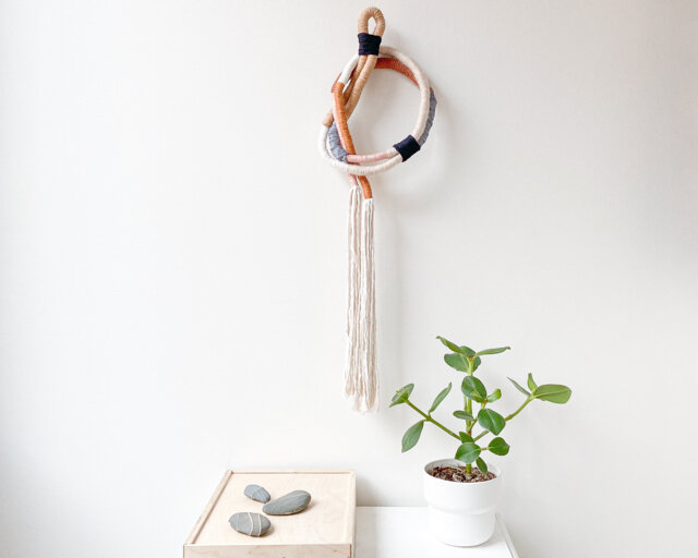 Neutral Macrame Knot Wall Decor, Textured Rope Hanging, Wrapped Art For ...