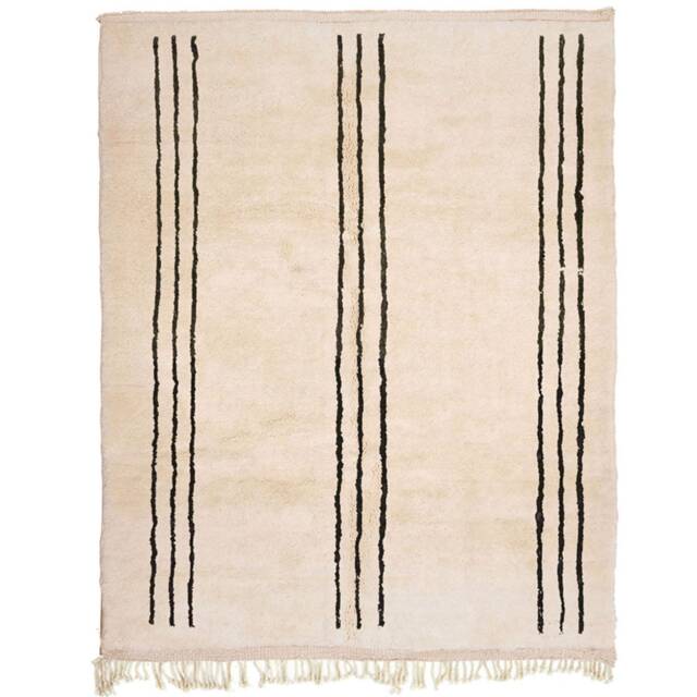 Moroccan Rug Black Stripes, Beni Ourain Rug, Genuine Wool , 8x10 ...