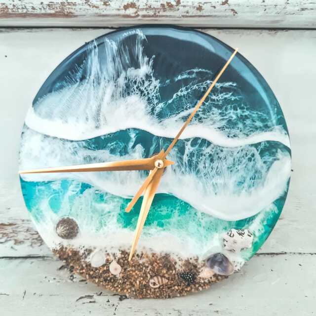 stunning Ocean Resin Clock, Beach Silent Wall Clocks For Wall, Art ...